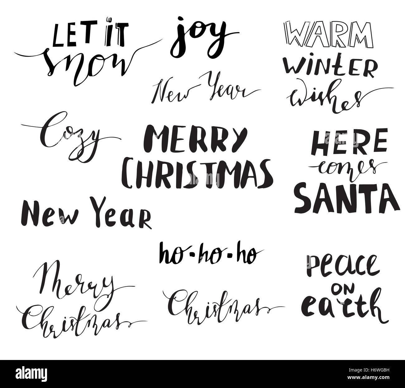 Set of Christmas lettering handwritten Stock Vector Image & Art - Alamy