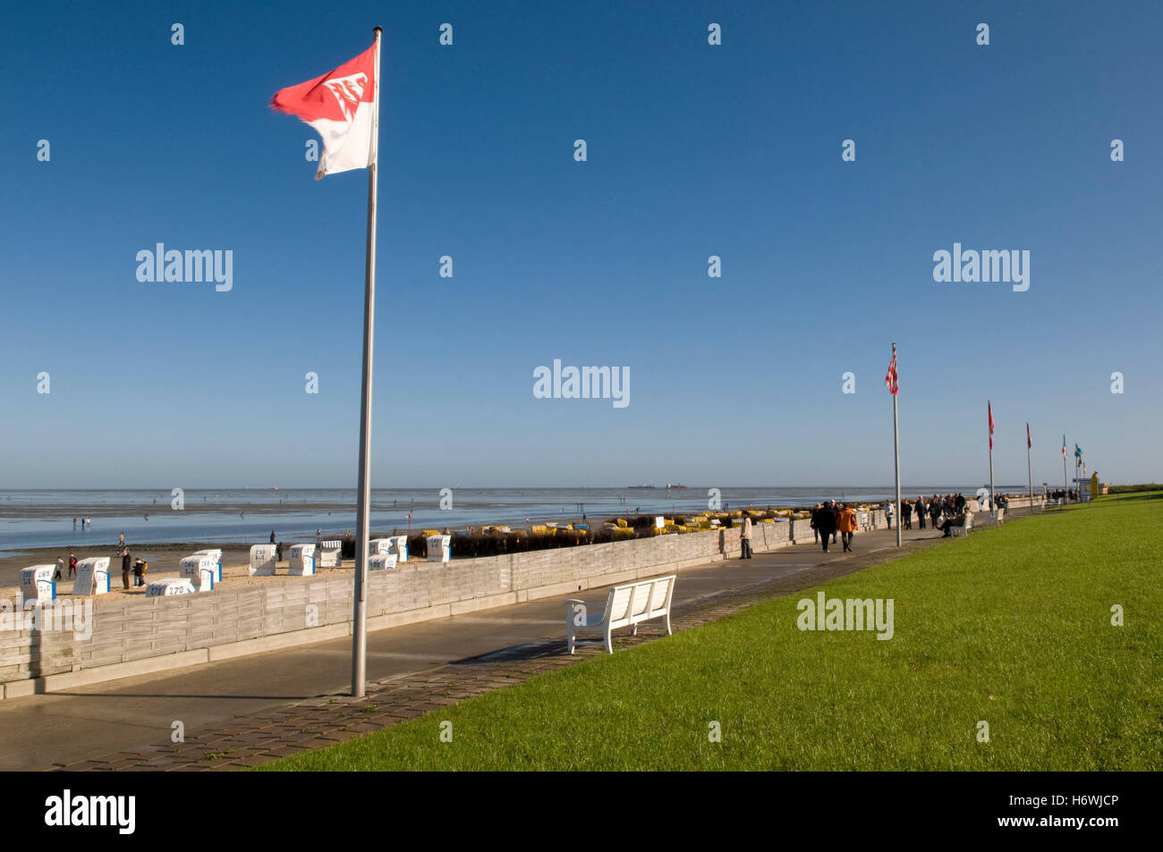 North Sea beach promenade, Duhnen district, North Sea resort Cuxhaven ...