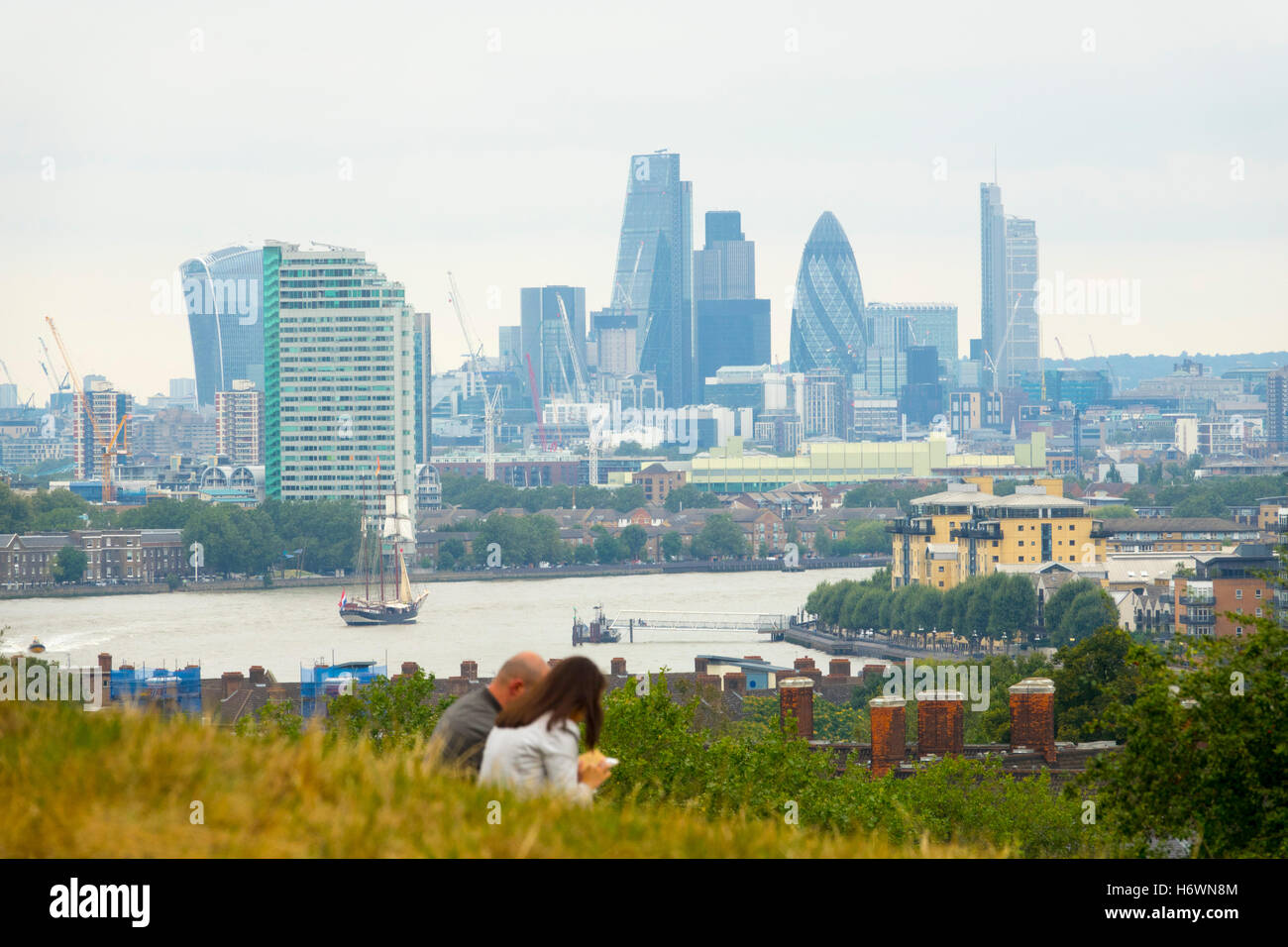 The Skyline of the City of London - view from Greenwich Park Stock ...