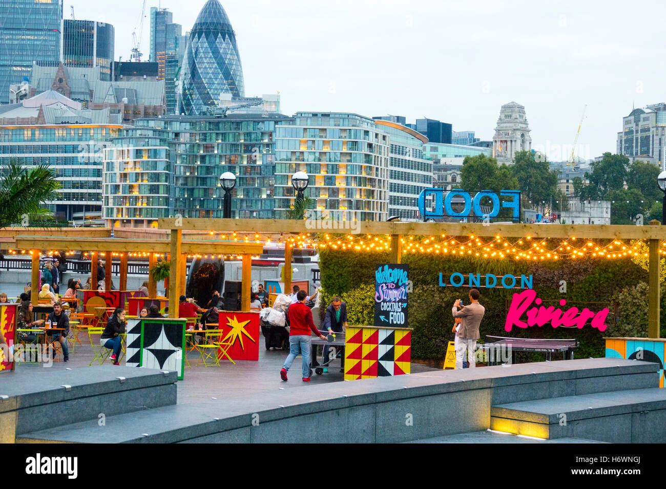 London Riverside festiavl and beach club at More London Riverside Stock ...