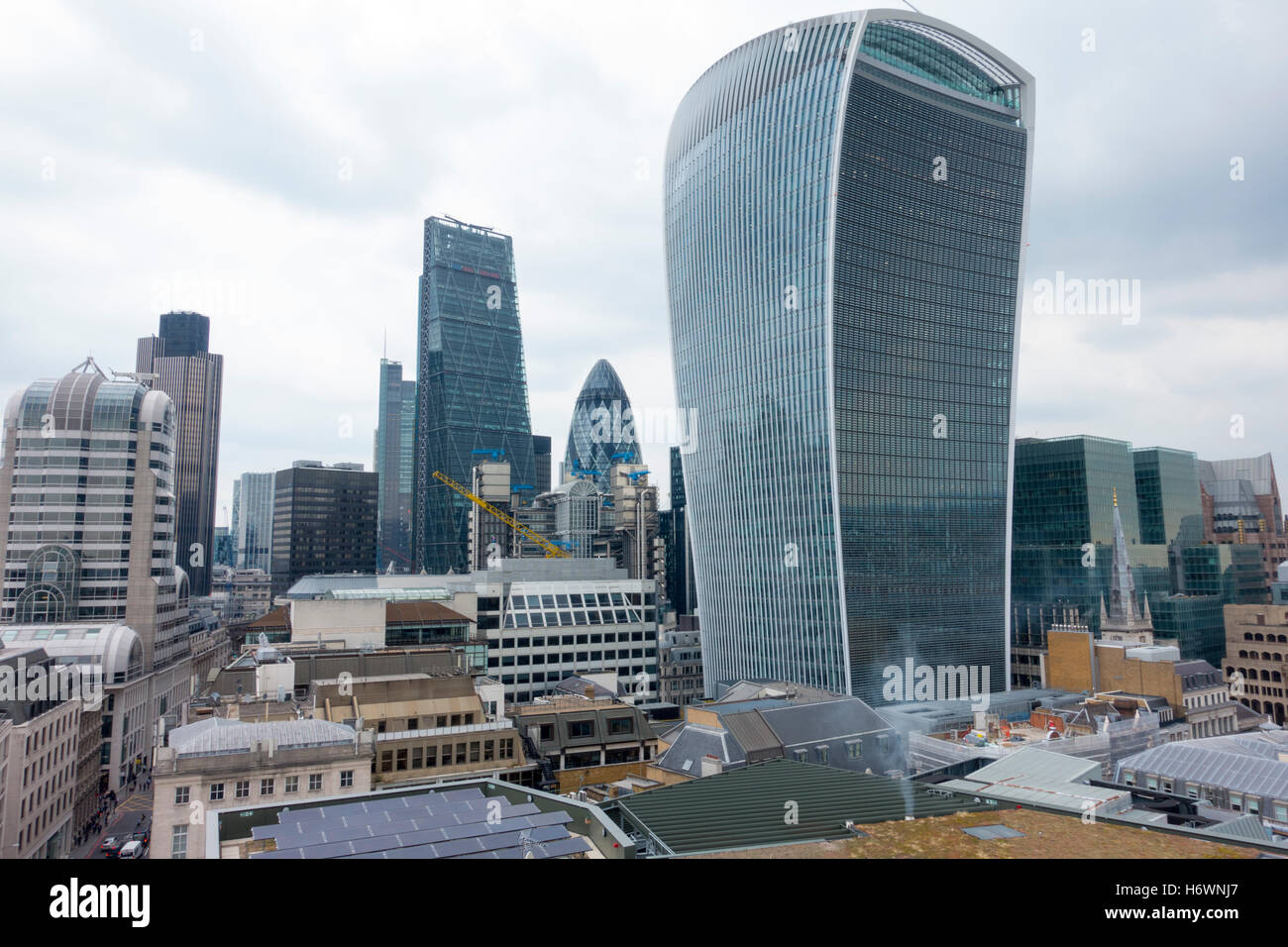 The modern skyscrapers in the City of London - aerial view from ...