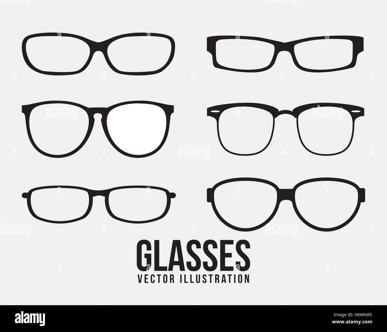 Glasses object icon set. Fashion style accessory optical and lens theme ...