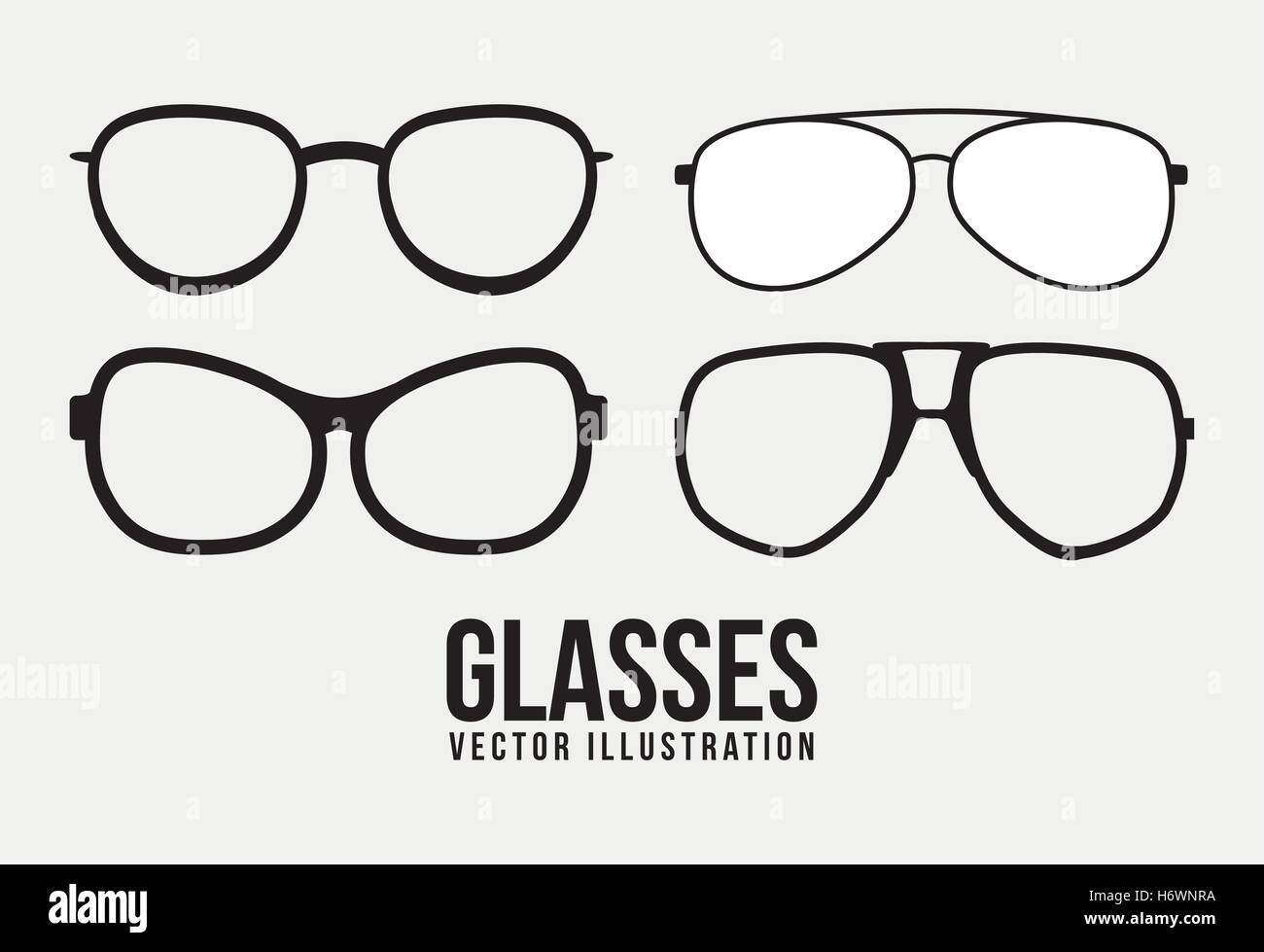 Glasses object icon set. Fashion style accessory optical and lens theme ...