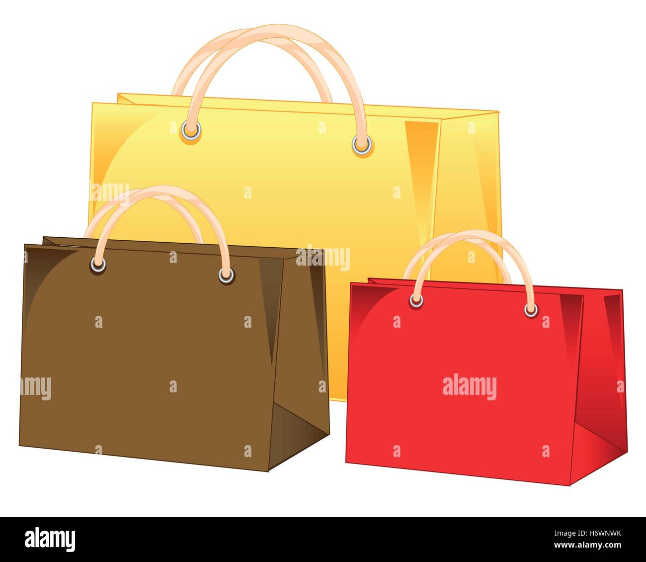 Three varicoloured empty bags on white background is insulated Stock ...