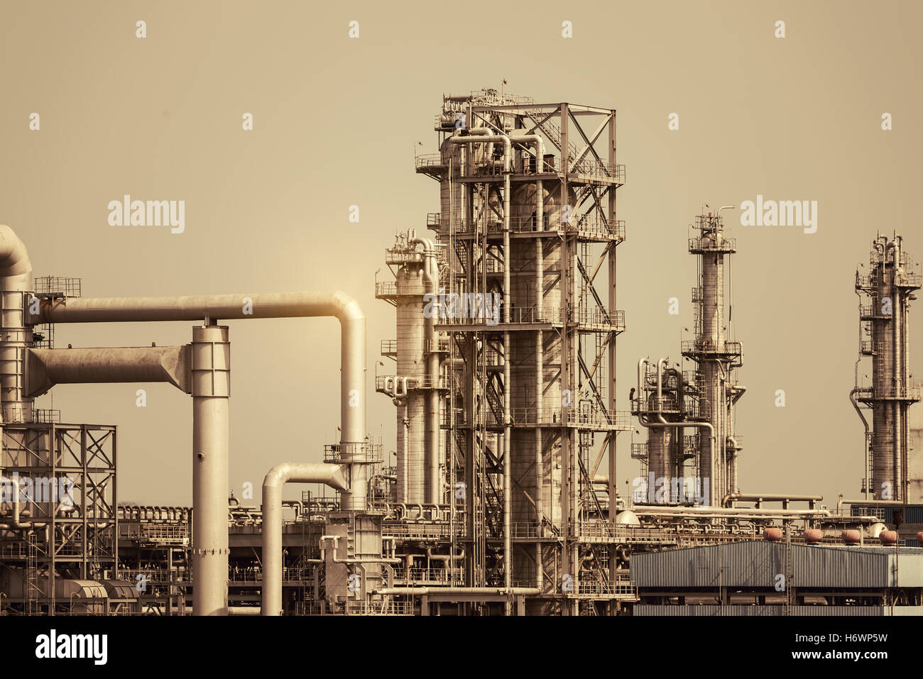gas processing factory. landscape with gas and oil industry Stock Photo ...