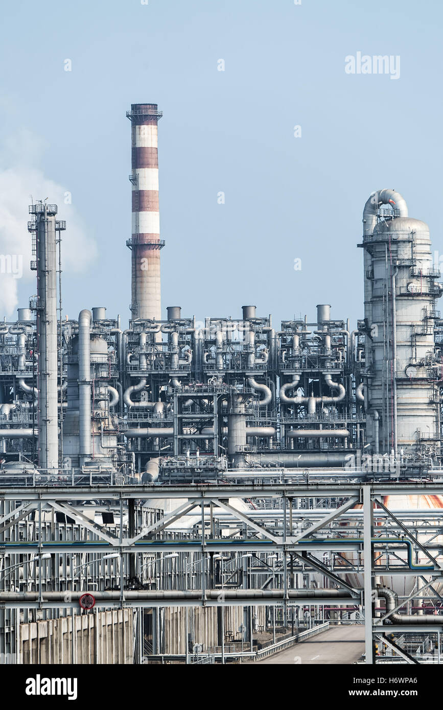 gas processing factory. landscape with gas and oil industry Stock Photo ...