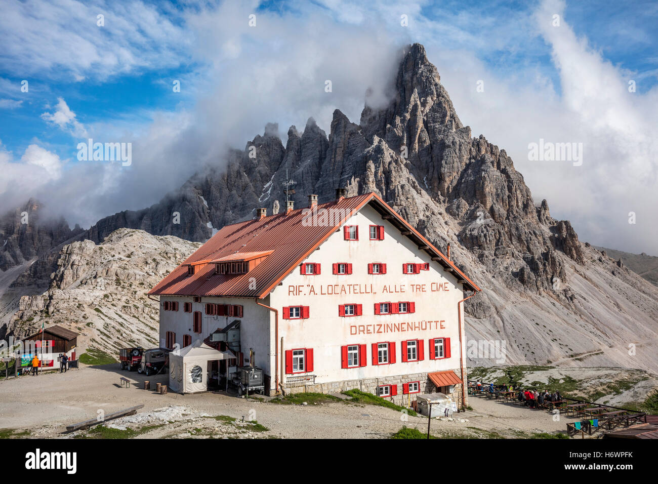 Rifugio Locatelli beneath Monte Paterno, near Tre Cime di Lavaredo ...