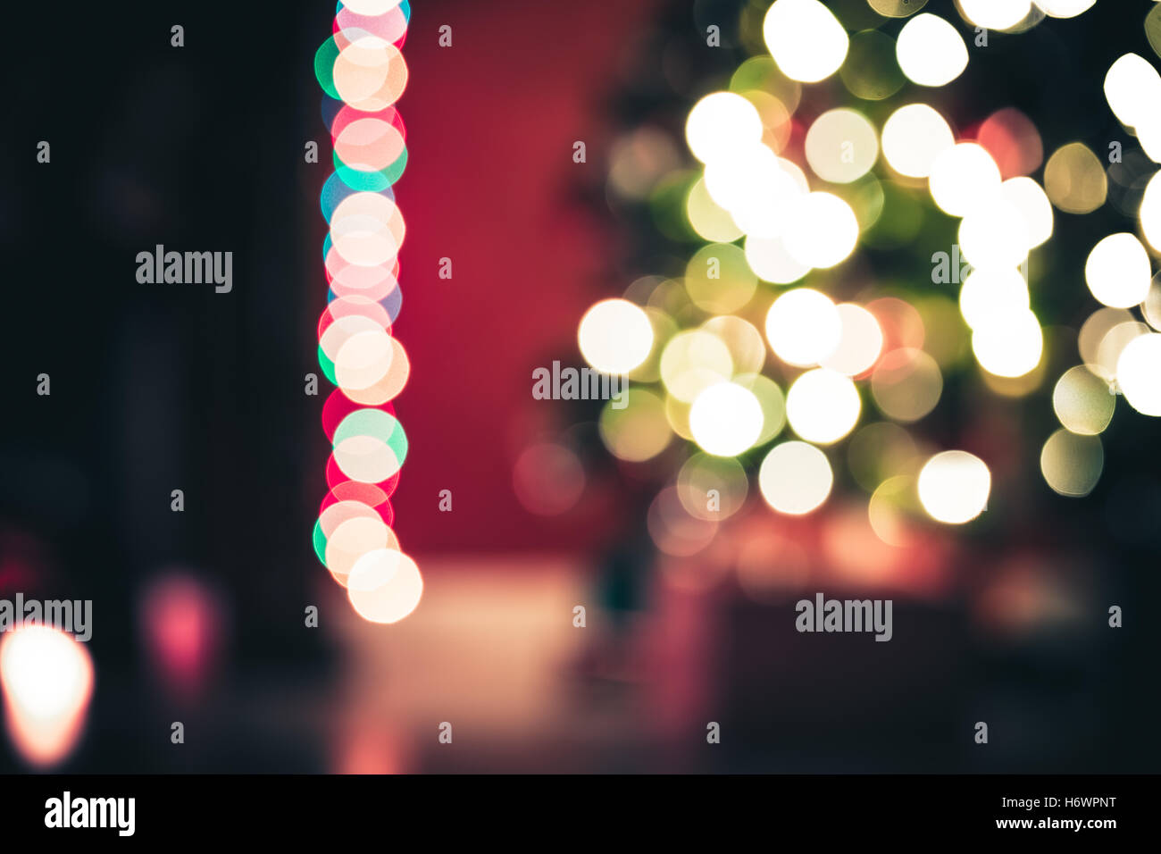 Beautiful Defocused background new year room with decorated Christmas ...