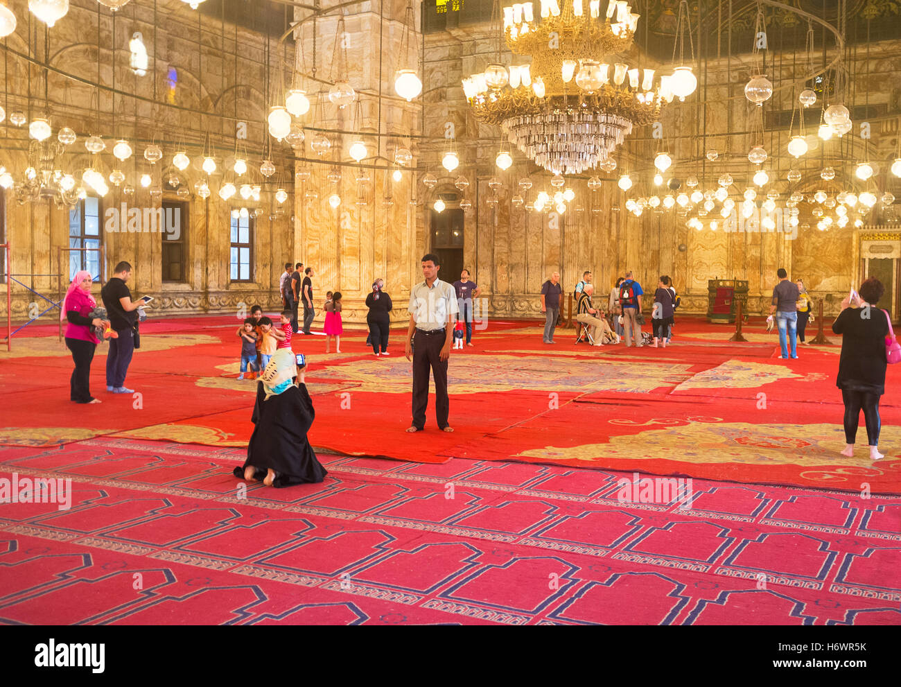 The interior of the Great Mosque of Muhammad Ali Pasha with the large ...