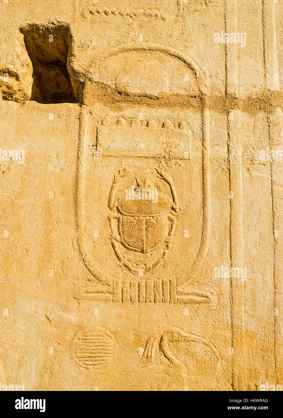 The relief, depicting scarab, that was the sacred beetle in ancient ...
