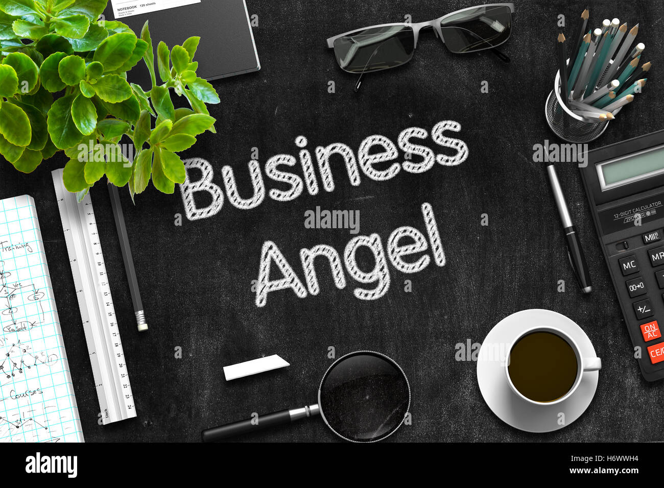 Business Angel Concept on Black Chalkboard. 3D Rendering Stock Photo ...