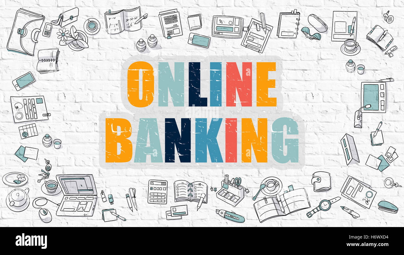 Online Banking on White Brick Wall Stock Photo - Alamy