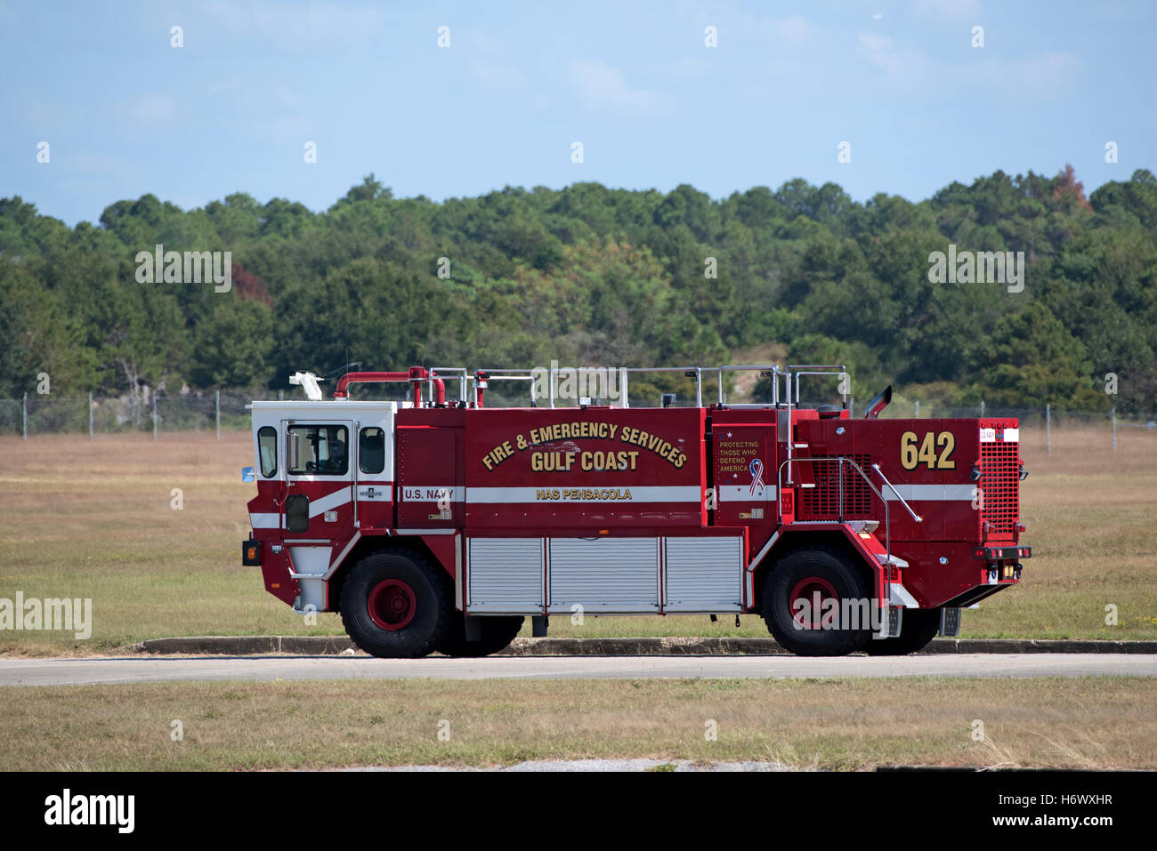 US Navy fire truck at Pensacola Naval Air Station Florida USA Stock ...