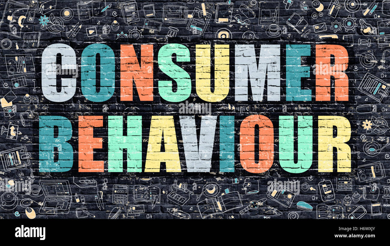 Consumer Behaviour on Dark Brick Wall Stock Photo - Alamy