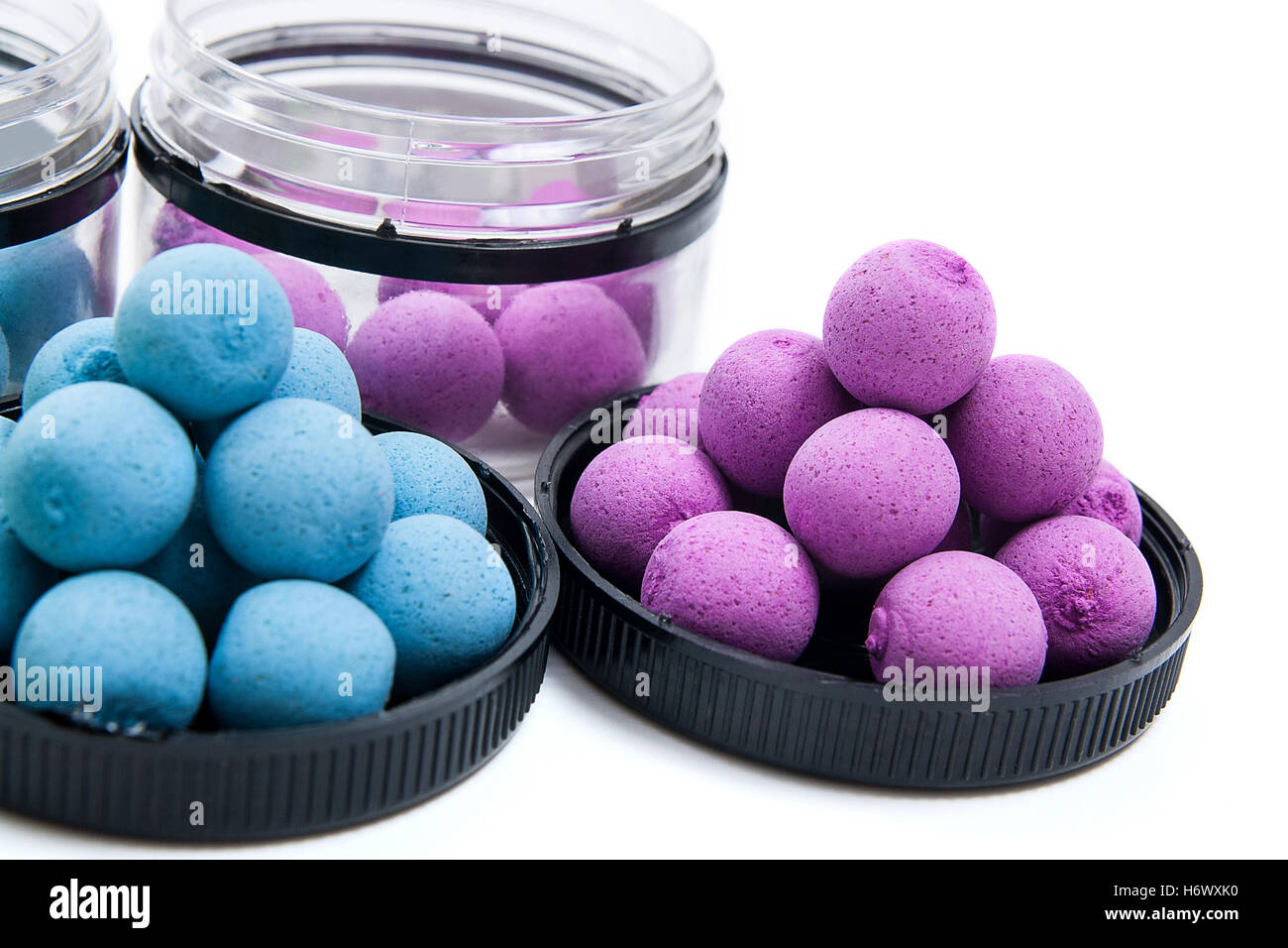 Carp fishing. Different carp boilies for carp fishing isolated on white ...