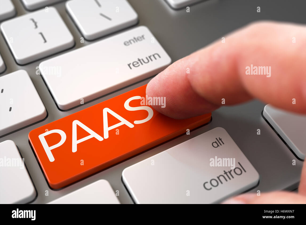 Hand Touching PAAS Button. 3D Stock Photo - Alamy