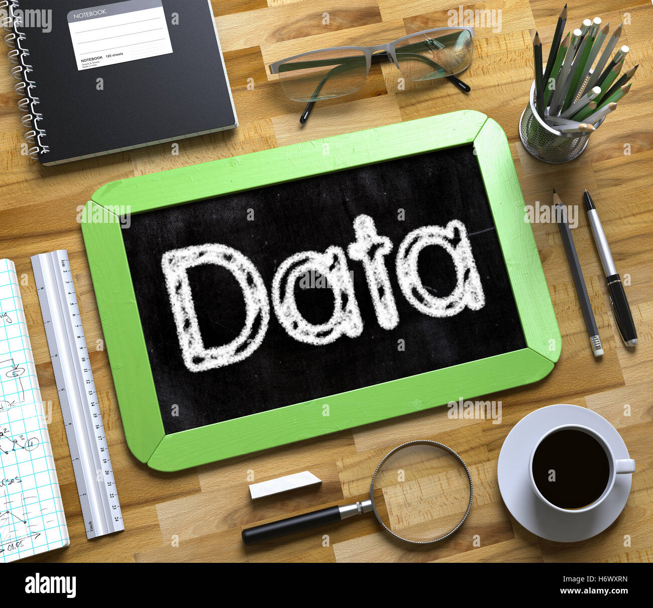 Small Chalkboard with Data Concept. 3D Stock Photo - Alamy