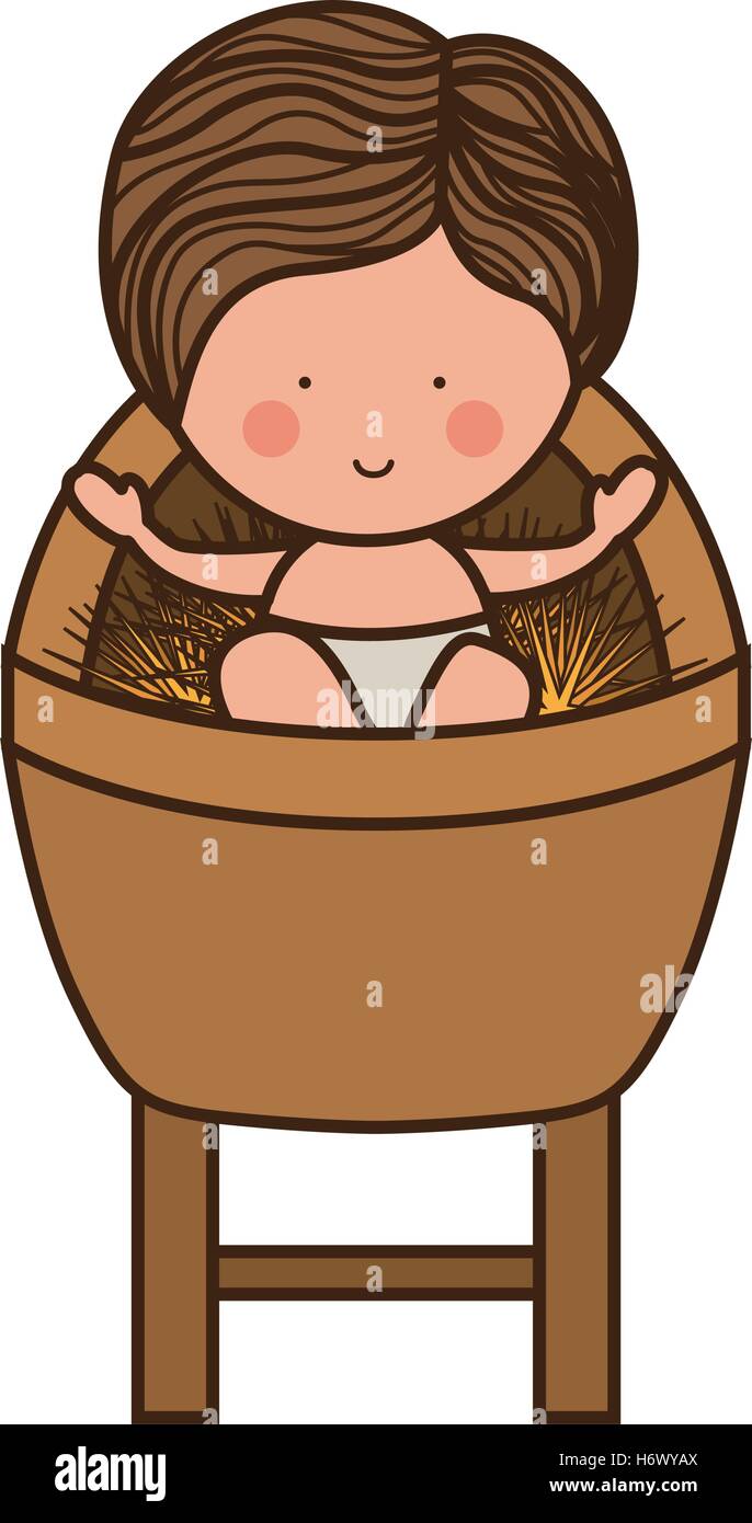 cartoon baby jesus smiling over white background. vector illustration ...
