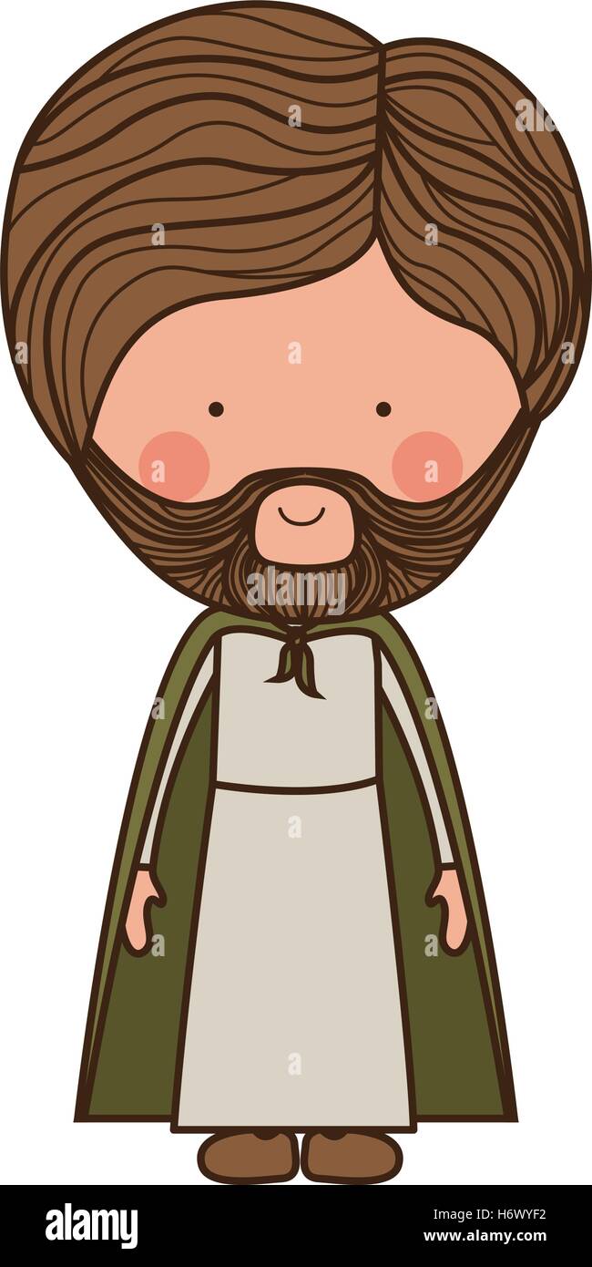 cartoon saint joseph bearded man over white background. religious ...