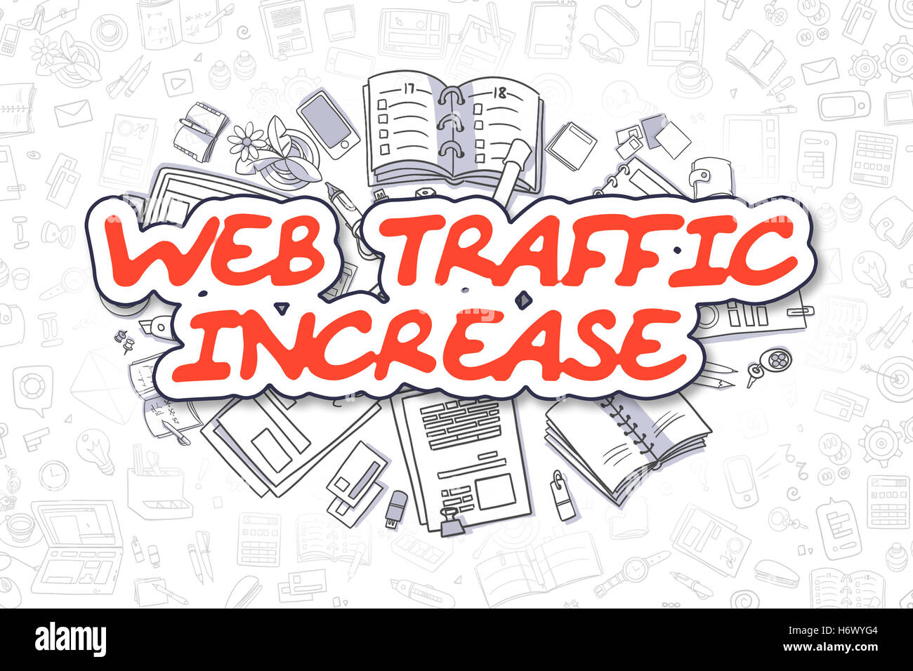 Web Traffic Increase - Cartoon Red Word. Business Concept Stock Photo ...