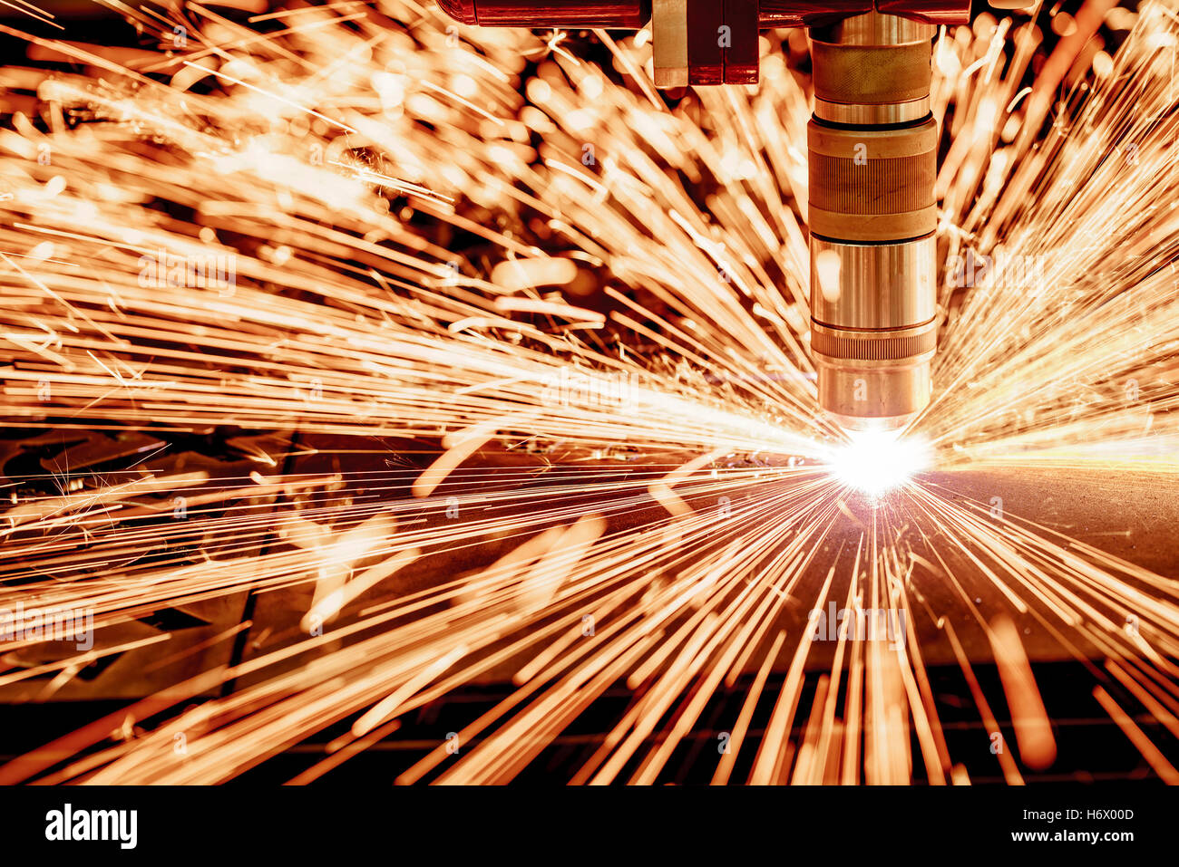 CNC Laser plasma cutting of metal, modern industrial technology. Small ...