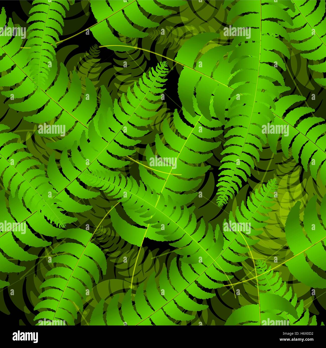 Fern frond silhouettes seamless pattern. Vector summer illustration ...