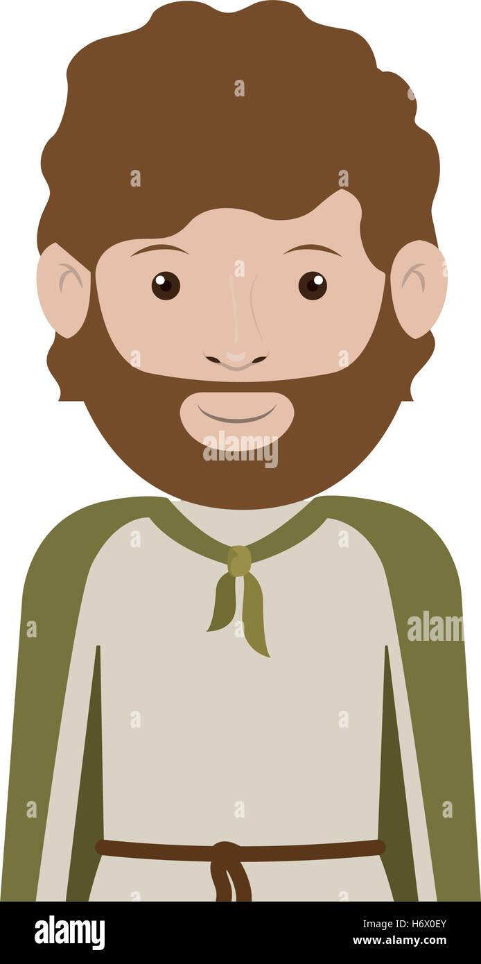 cartoon saint joseph bearded man over white background. religious ...