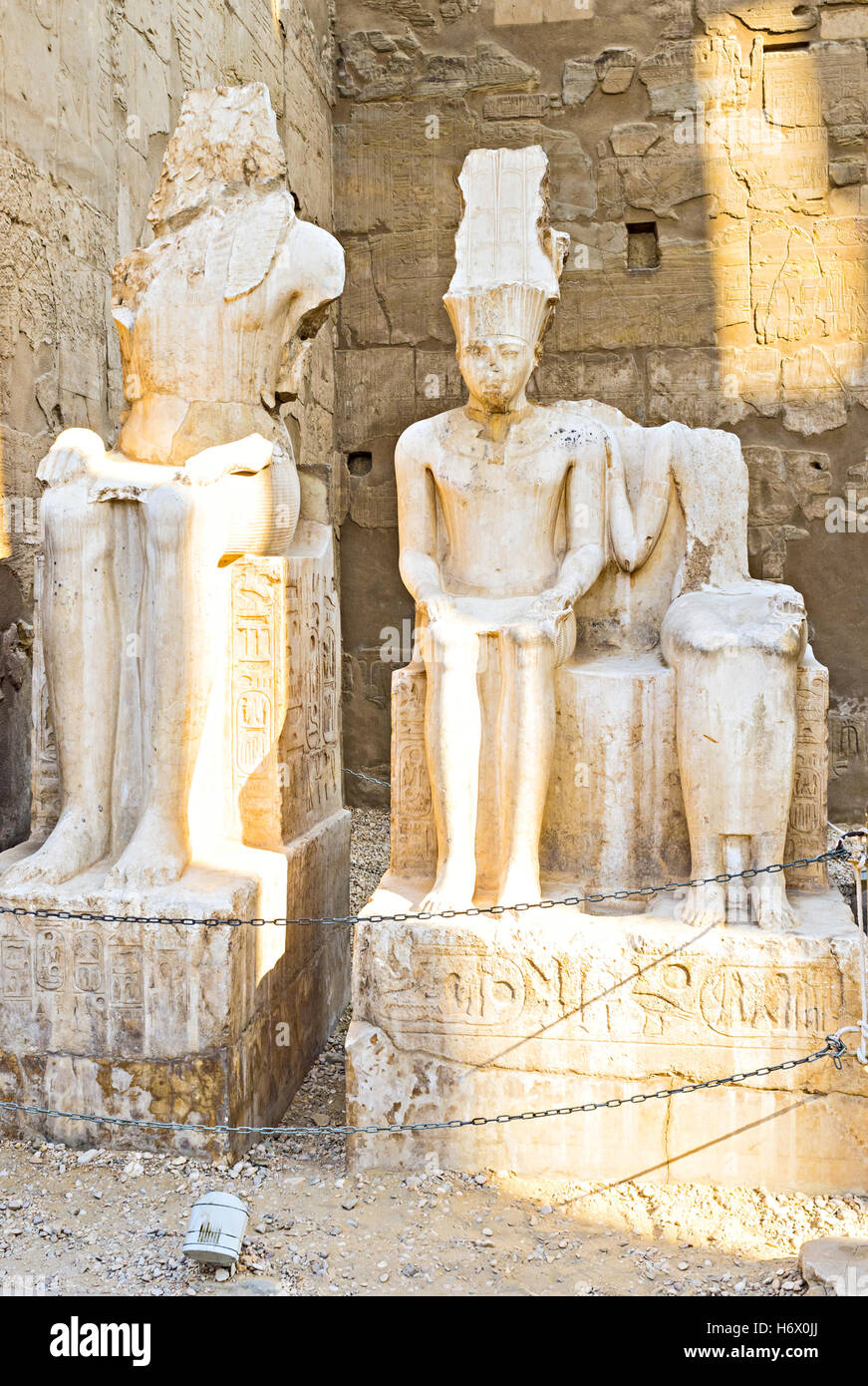 The ruined statues of the ancient Egyptian Pharaohs, located in the ...