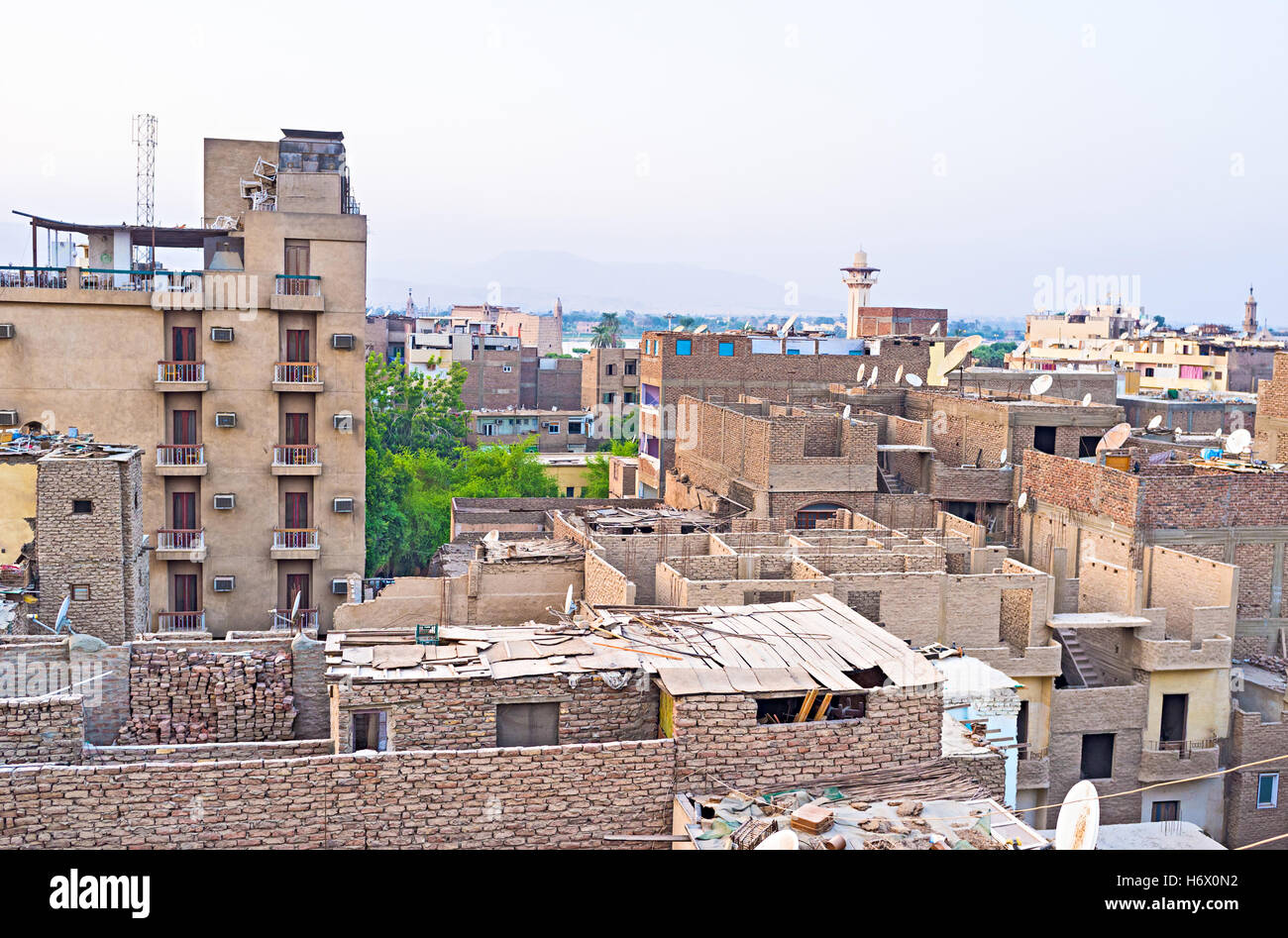 The old town of Luxor is full of unfinished houses, Egypt Stock Photo ...