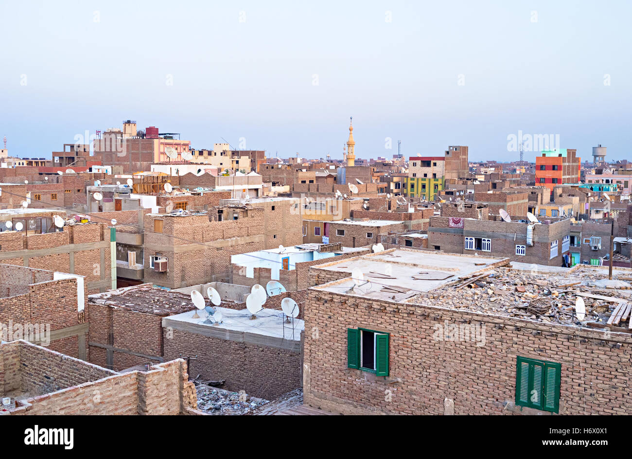 The brick houses of the central district in Luxor, Egypt Stock Photo ...