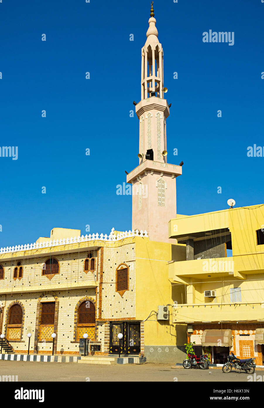 The scenic mosque with the high minaret, located in the central ...