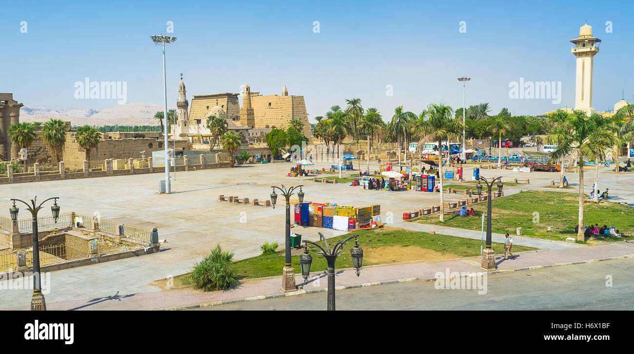 The view on the central square with its most notable landmarks, Luxor ...