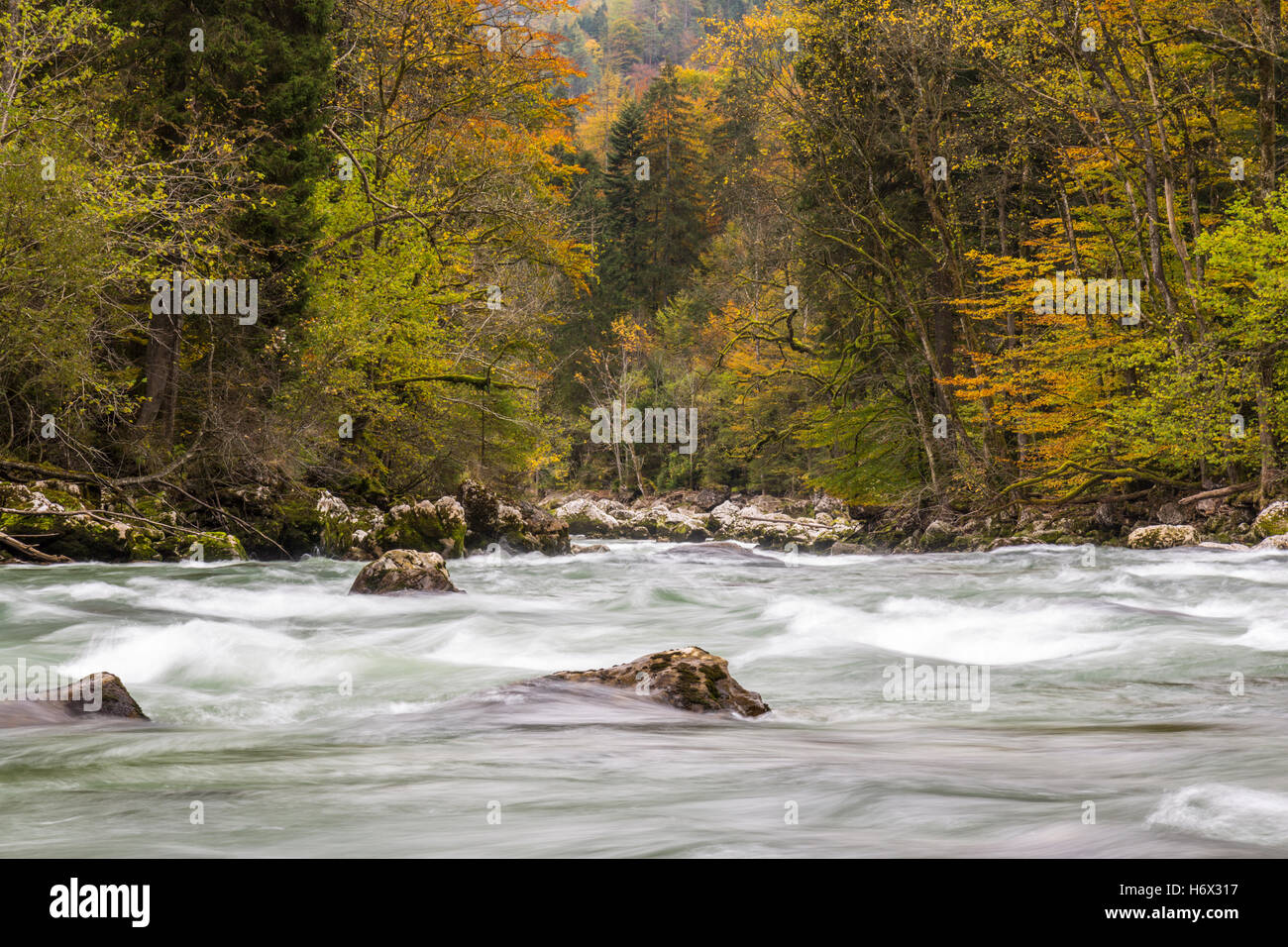 River, Enns, Autumn, Nationalpark Gesäuse, Styria, Austria Stock Photo ...