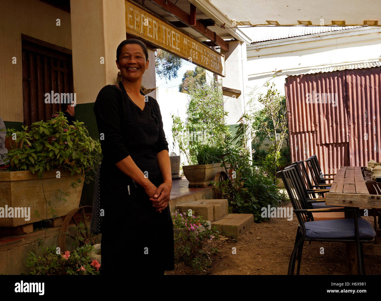 Friendly waitress at the Pepper Tree Restaurant and Coffee shop in ...