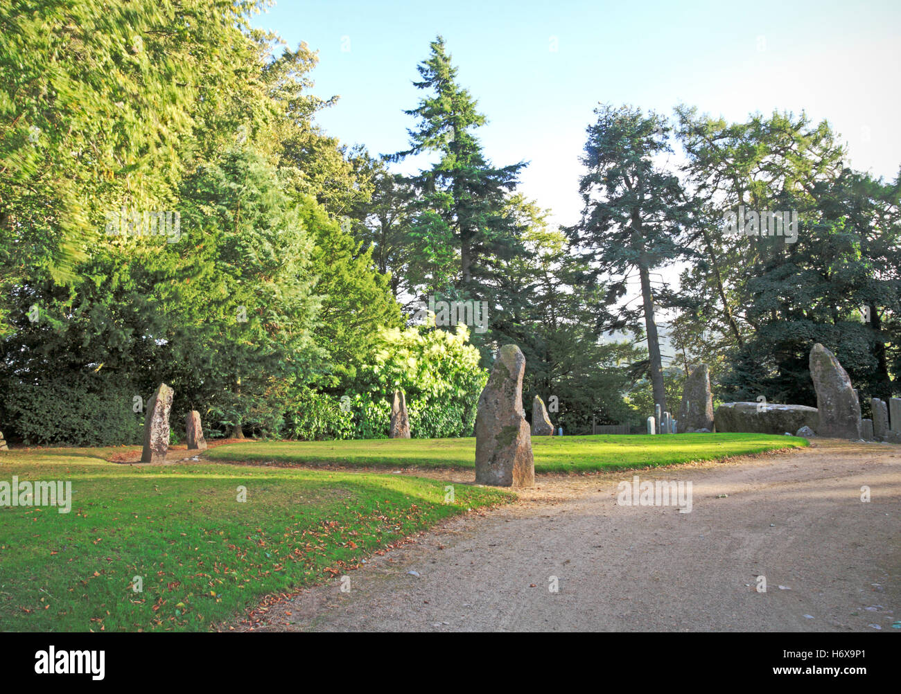 A view of Midmar Recumbent Stone Circle in the churchyard of Midmar ...