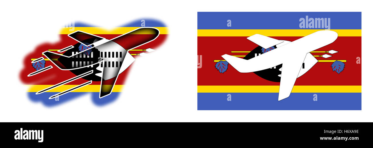 Nation flag - Airplane isolated on white - Swaziland Stock Photo - Alamy