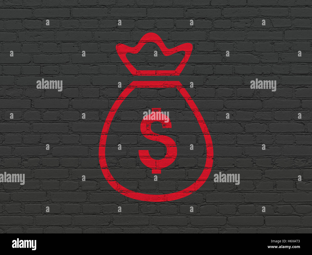 Money concept: Money Bag on wall background Stock Photo - Alamy