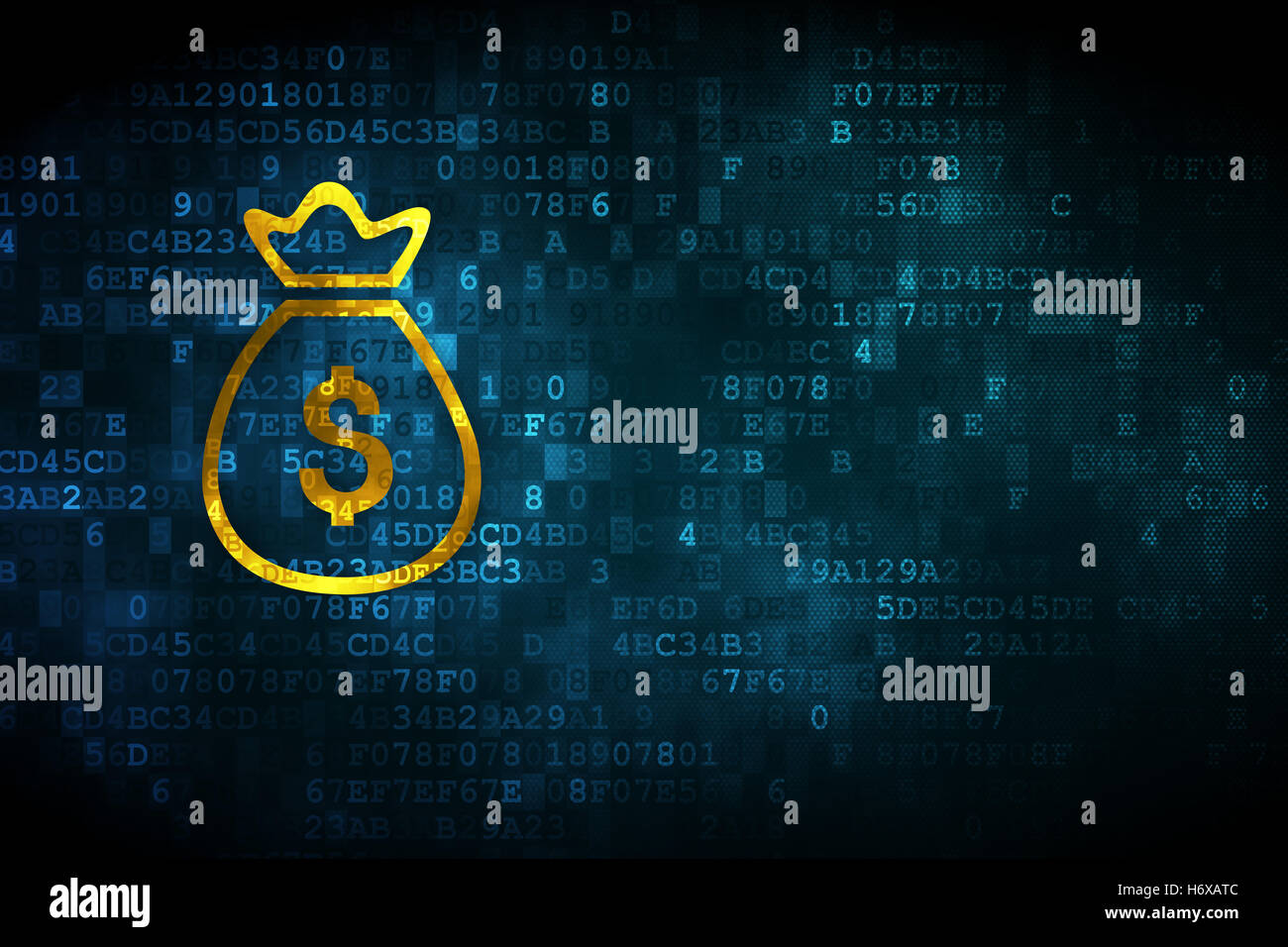 Currency concept: Money Bag on digital background Stock Photo - Alamy