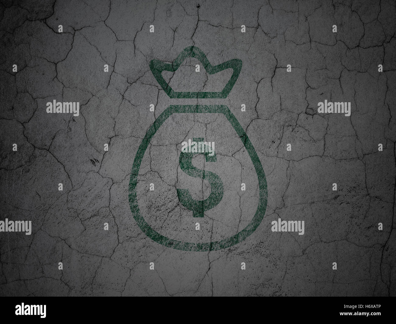 Currency concept: Money Bag on grunge wall background Stock Photo - Alamy