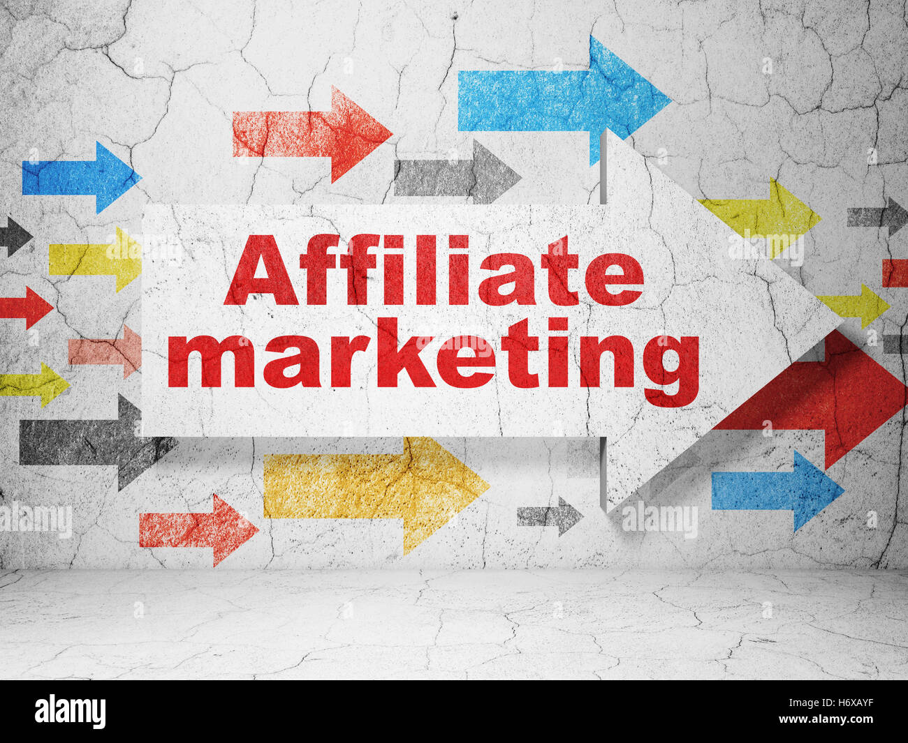 Business concept: arrow with Affiliate Marketing on grunge wall ...