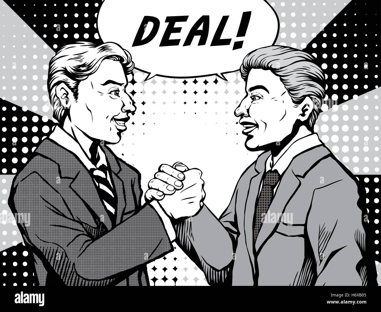 retro two men agree to make a deal and shaked hands with each other ...