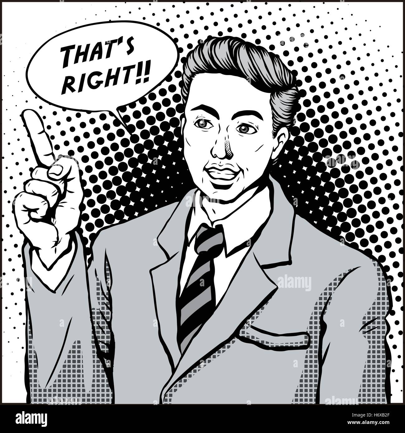 retro man smiling with pointing finger and says that is right, comic ... retro man smiling with pointing finger and says that is right, comic ...