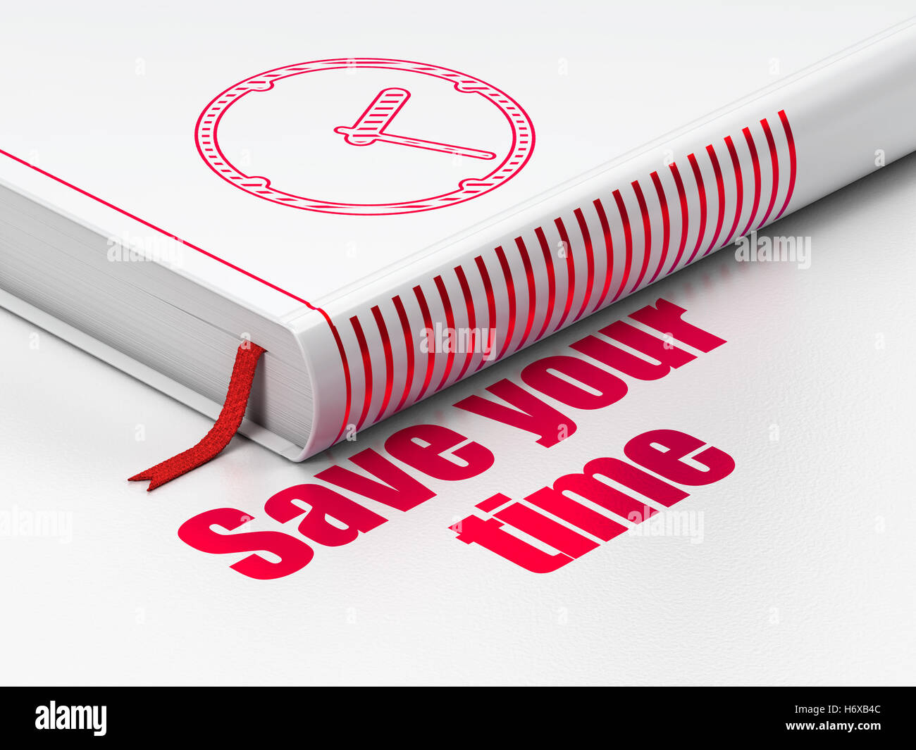 Time concept: book Clock, Save Your Time on white background Stock ...