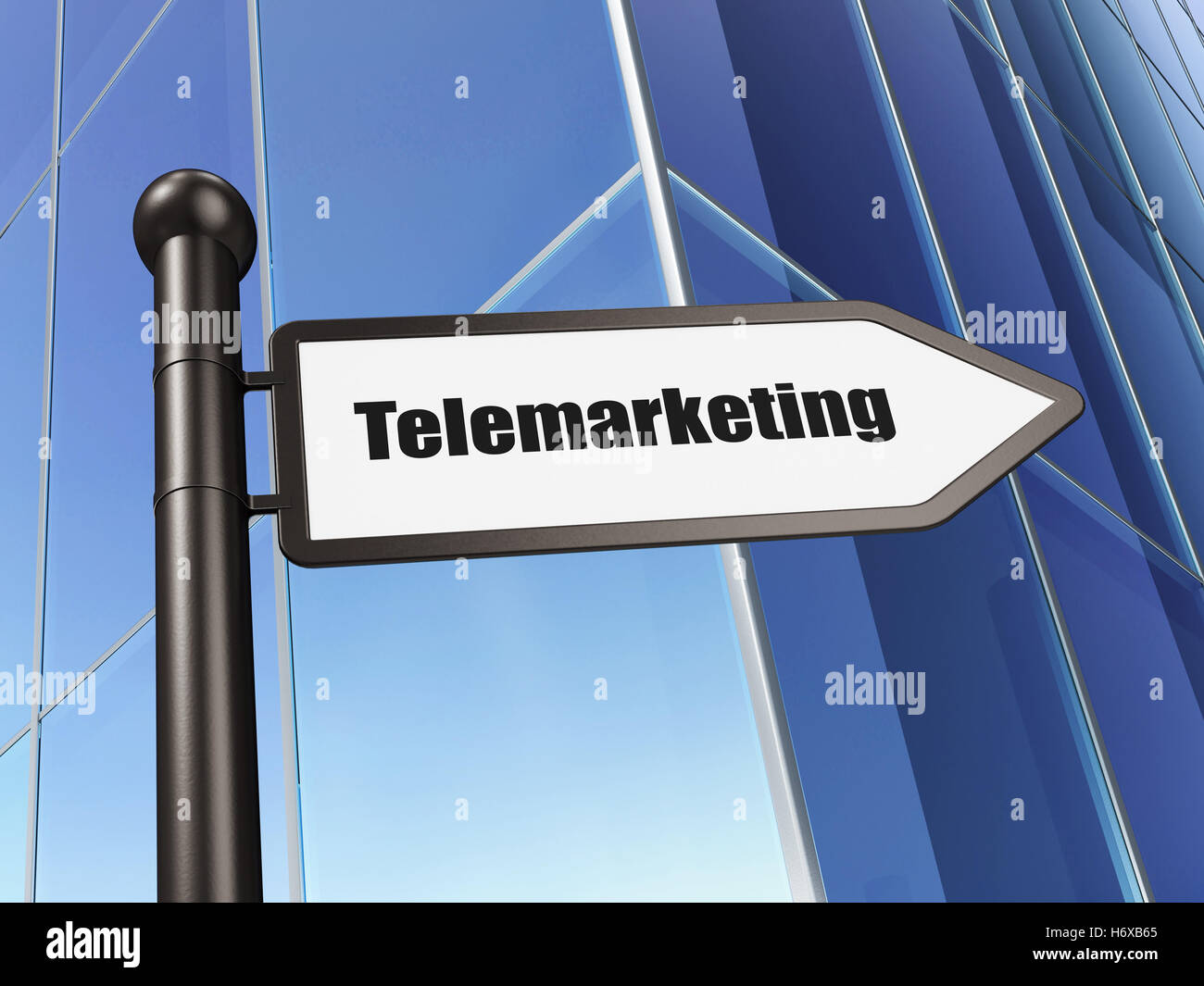 Advertising concept: sign Telemarketing on Building background Stock ...