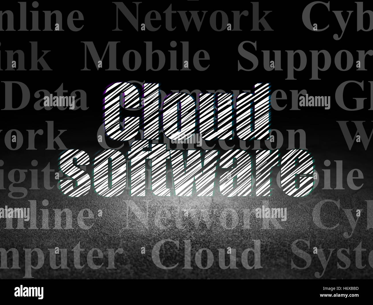 Cloud computing concept: Cloud Software in grunge dark room Stock Photo ...