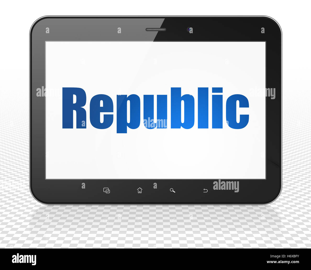 Political concept: Tablet Pc Computer with Republic on display Stock ...