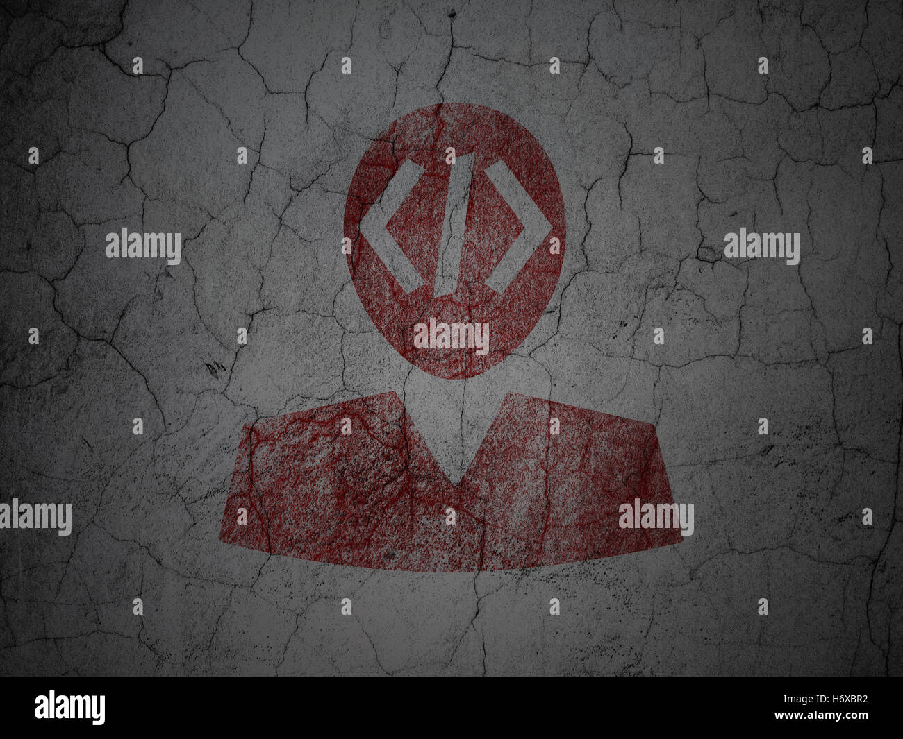 Database concept: Programmer on grunge wall background Stock Photo - Alamy