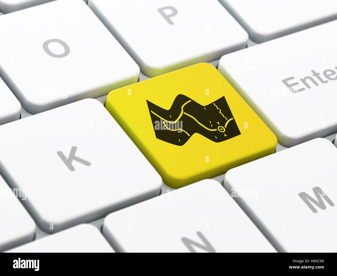 Tourism concept: Map on computer keyboard background Stock Photo - Alamy