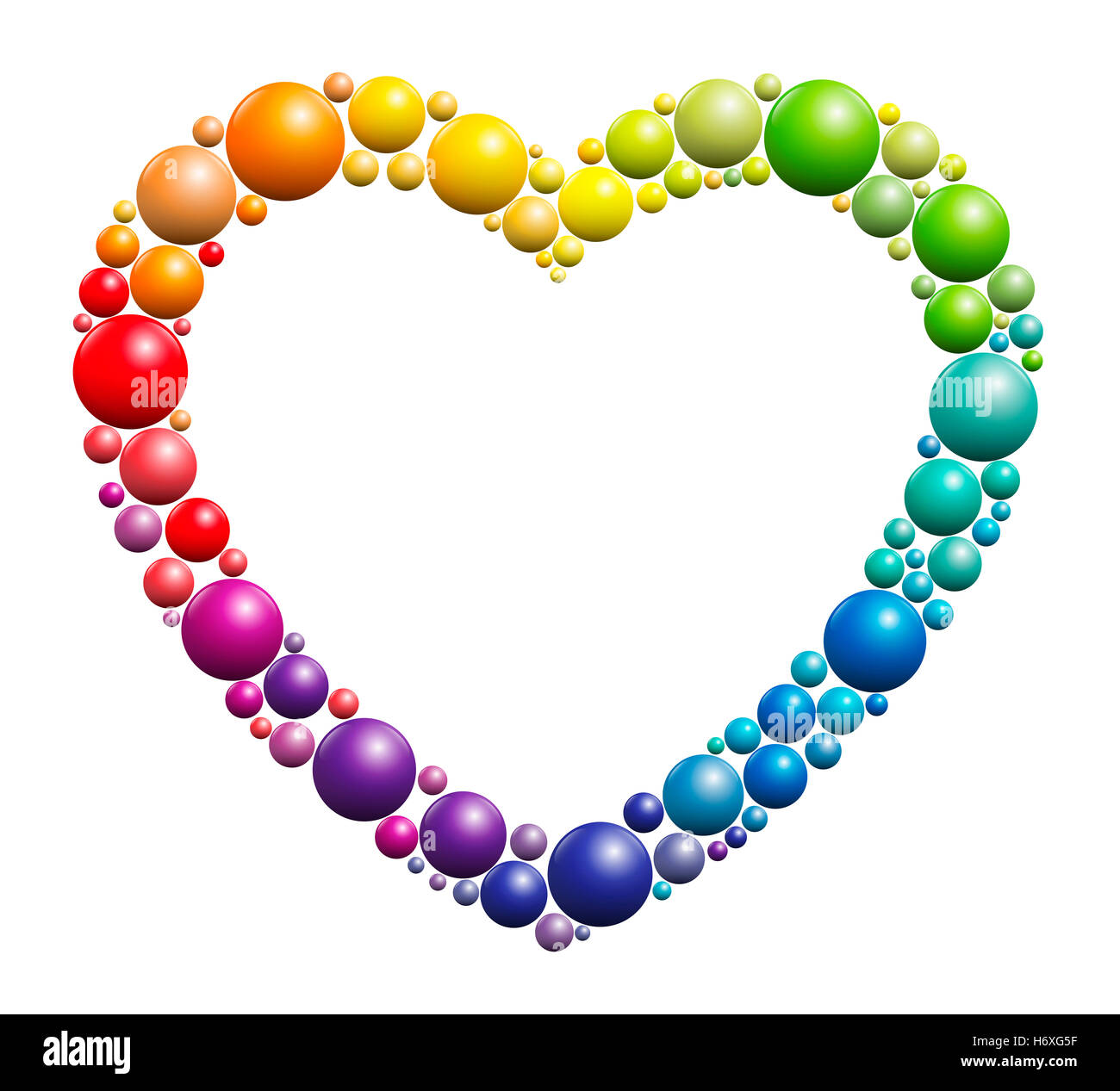 Colorful heart frame made of rainbow colored balls Stock Photo - Alamy