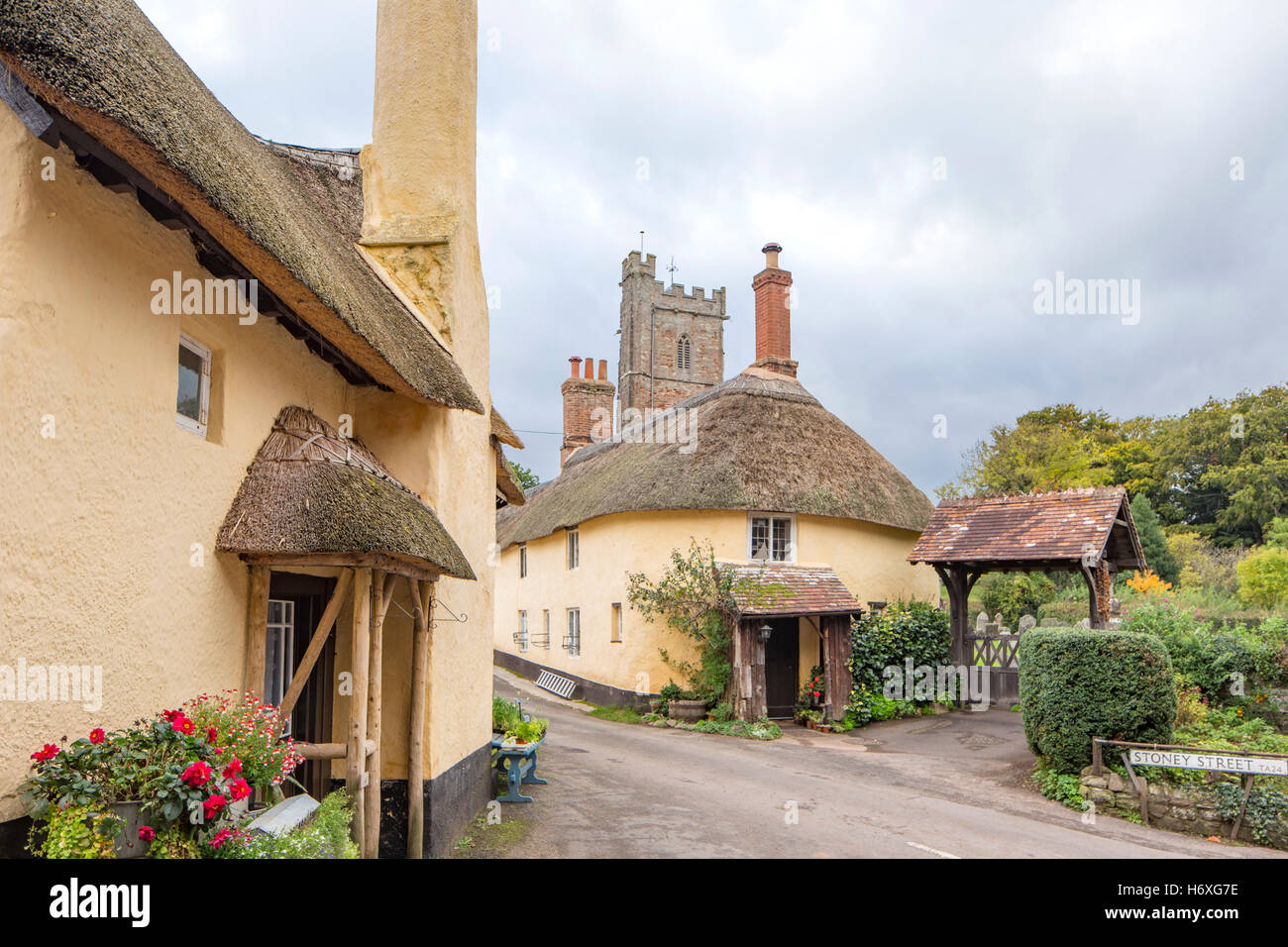 The Exmoor village of Luccombe, Exmoor National Park, Somerset, England ...